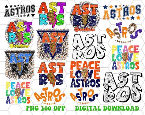 Astros Team Png 16 Designs Retro Astros Colorful Vintage Letters