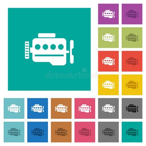Engine Symbol Square Flat Multi Colored Icons Stock Vector