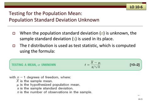 LECTURE ONE SAMPLE T TEST Ppt