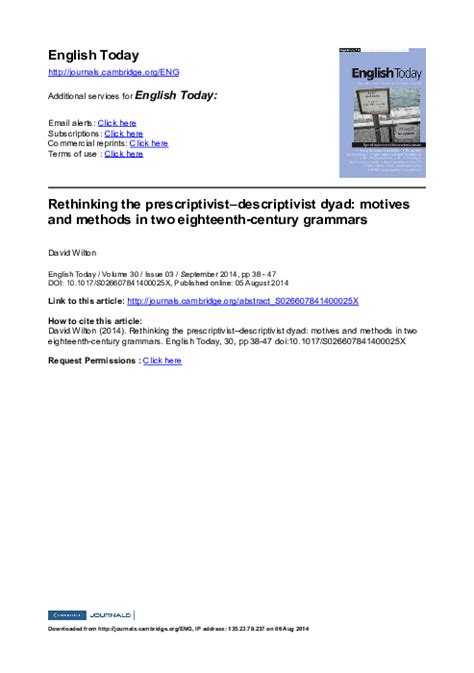 Rethinking The Prescriptivist Descriptivist Dyad Motives And Methods