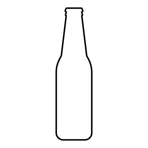 Bottle Beer With Glass Contour Outline Line Icon Black Color Vector
