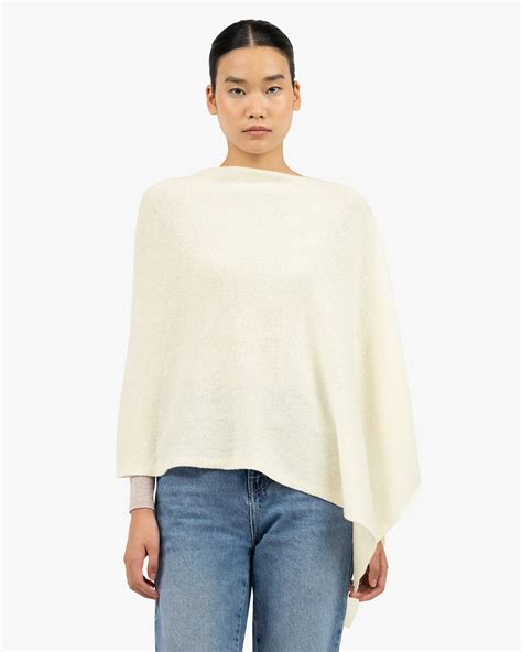 Poncho Cashmere Essential Bianco Maisoncashmere