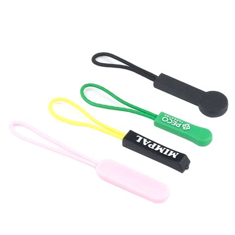 Custom Colorful Soft Pvc Zipper Pull String Rubber Plastic Silicone