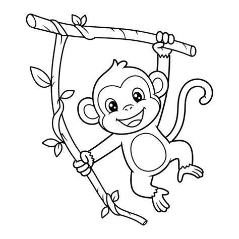 Contorno De Mono De Dibujos Animados Mono OrangutÁnai Royalty Free