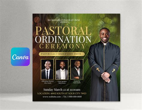 Ordination Church Flyer Pastoral Installation Flyer Church Flyer