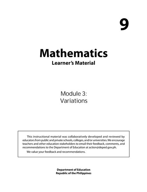 Grade 9 Mathematics Unit 3 Variation Pdf