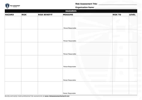 Free Risk Assessment Pdf Template Forms Risk Assessment Wizard