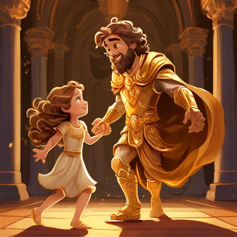 Cartoon King Midas Daughter Walked Towards Him By Strella Sagun