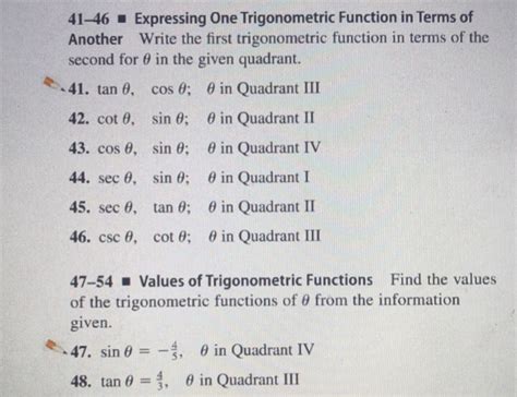 Solved Expressing One Trigonometric Function In Terms Chegg