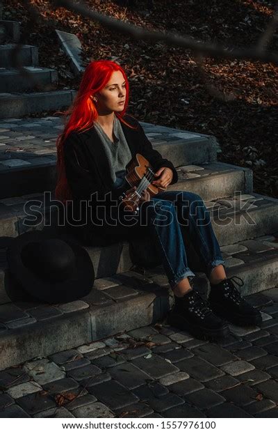 Sexy Redhead Girl Long Hair Plays Stock Photo 1557976100 Shutterstock
