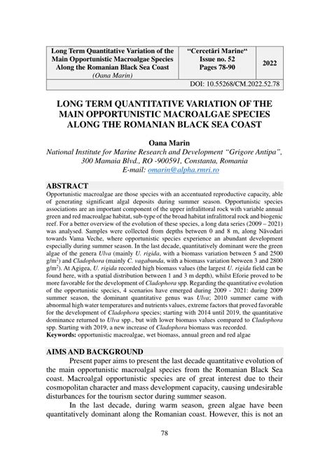 Pdf Long Term Quantitative Variation Of The Main Opportunistic