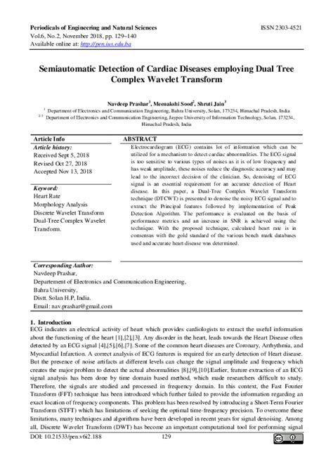 Pdf Semiautomatic Detection Of Cardiac Diseases Employing Dual Tree