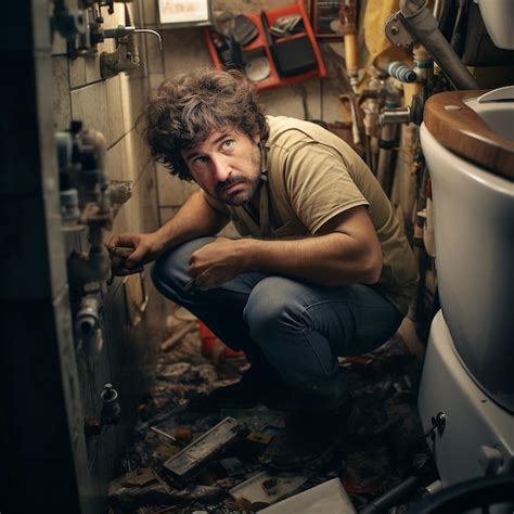 Premium Photo Plumber Repairing Toilet Cistern