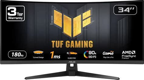 Asus Tuf Gaming 34” Ultra Wide Curved Monitor Vg34vq3b