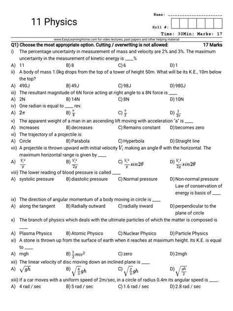 11 Physics Test Maker Pdf Collision Velocity