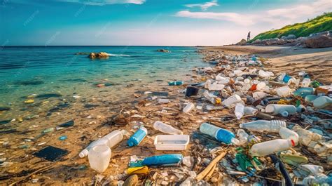 Premium Ai Image Beach Full Of Garbage And Plastic Waste As Wide