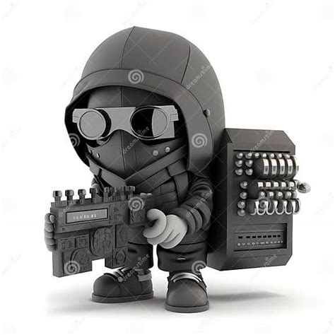Tiny Hacker Bank Robbery Character Generative Ai Stock Illustration