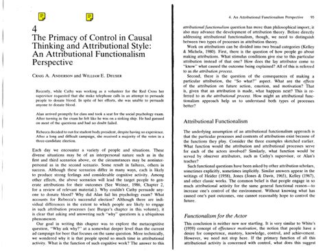 Pdf The Primacy Of Control In Causal Thinking And Attributional Style