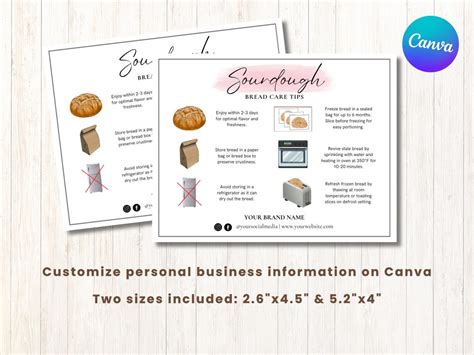 Sourdough Bread Care Cards Bread Care Tip Bread Care Instructions