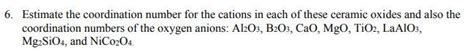 Solved 6 Estimate The Coordination Number For The Cations