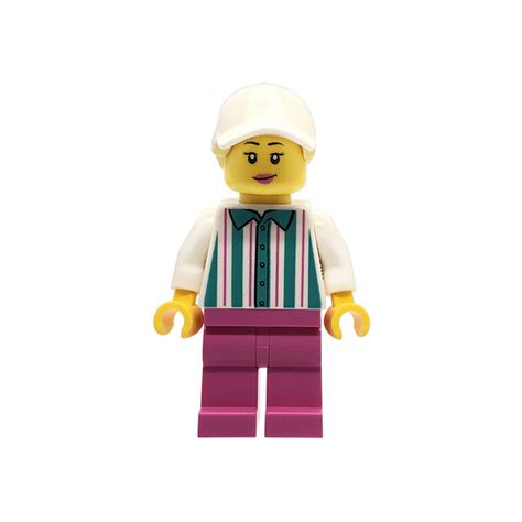 Lego Ice Cream Vendor Female With Turquoise Striped Shirt And Dark