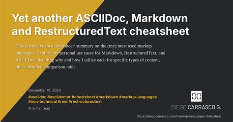 Yet Another Asciidoc Markdown And Restructuredtext Cheatsheet Diego