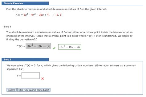 Solved Tutorial Exercise Find The Absolute Maximum And Chegg