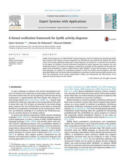 Pdf A Formal Verification Framework For Sysml Activity Diagrams