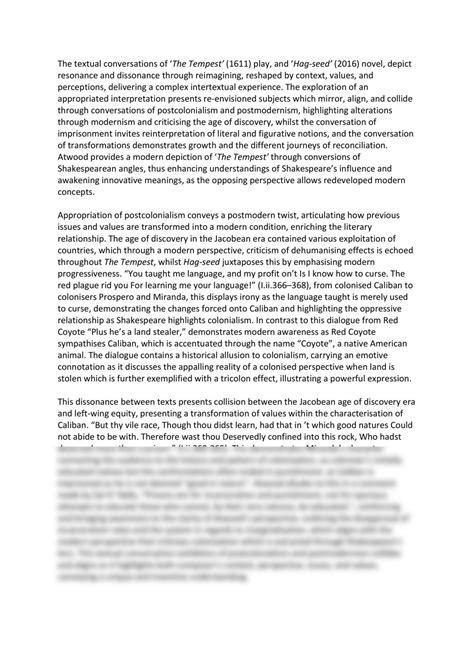 The Tempest And Hag Seed Essay Textual Conversations English