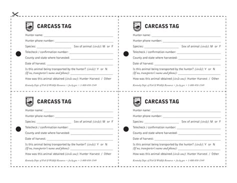 Kentucky Carcass Tag Fill Out Sign Online And Download Pdf