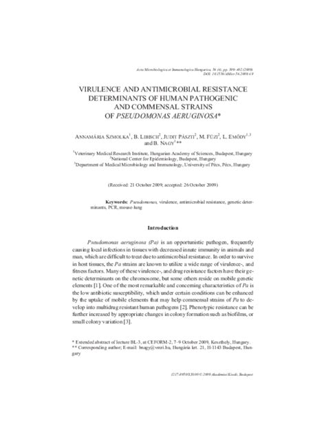 Pdf Virulence And Antimicrobial Resistance Determinants Of Human