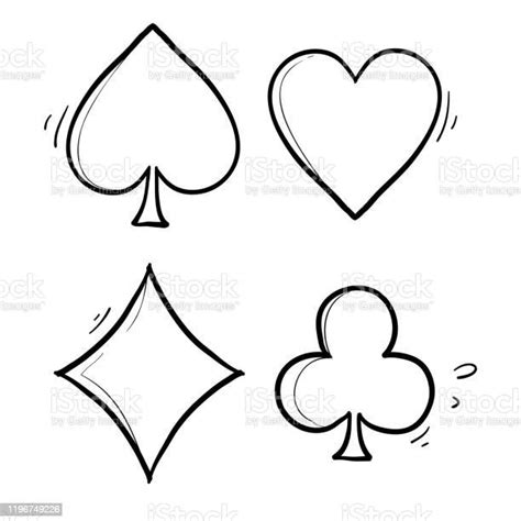 낙서 만화 스타일 벡터와 손으로 그린 카드 기호 아이콘 벡터 디자인 카지노 4가지 개체에 대한 스톡 벡터 아트 및 기타 이미지 4가지 개체 Brand Name