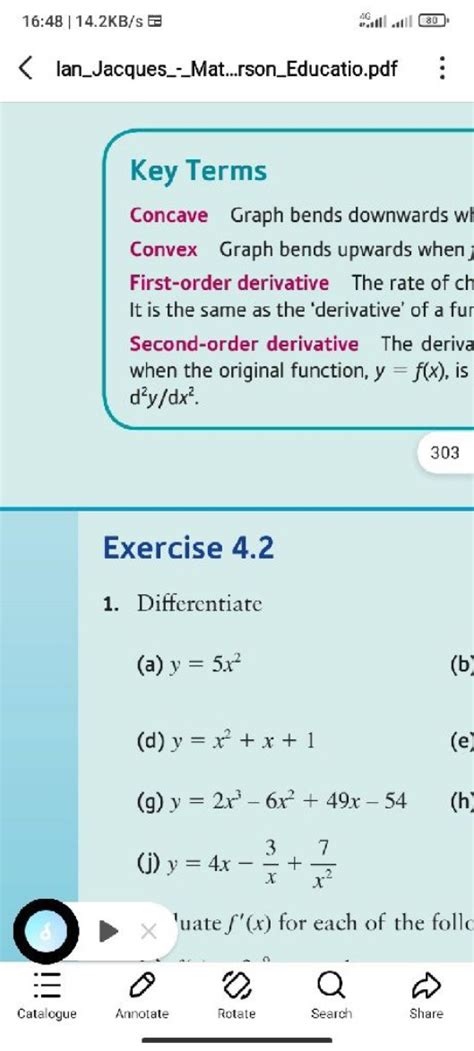 Exercise 42 Differentiate A Y 5x² D Y X² X 1 G Y 2x³ 6