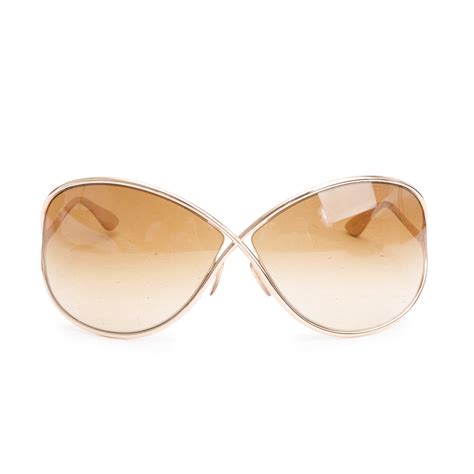 Tom Ford Tf130 Shiny Silver Metal Miranda Oversized Sunglasses W Box