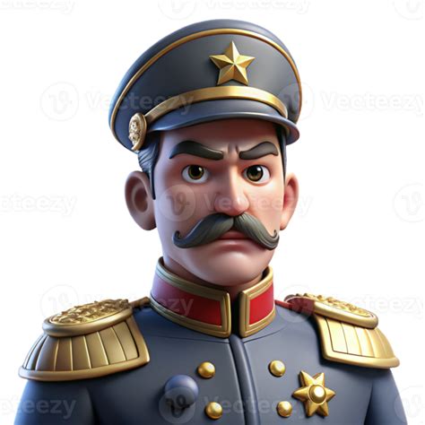 Vibrant Classic Portrait Of A Stern General With A Decorated Uniform A