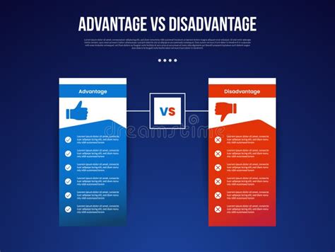 Advantage Vs Disadvantage Infographic For Comparison Data With Boxed Square Table With Outline