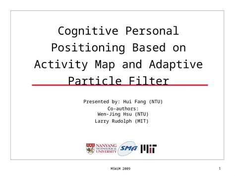 Ppt Cognitive Personal Positioning Based On Activity Map And Adaptive