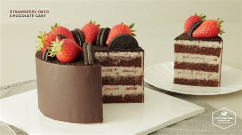 딸기 오레오 초콜릿 케이크 만들기 Strawberry Oreo Chocolate Cake Recipe Cooking Tree Youtube