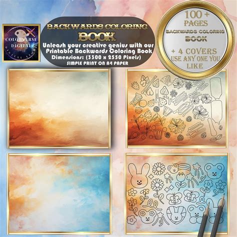 Watercolor Backgrounds Reverse Coloring Book Abstract Art For