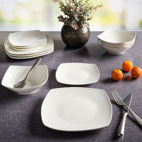 White Square Plates Dinnerware Set