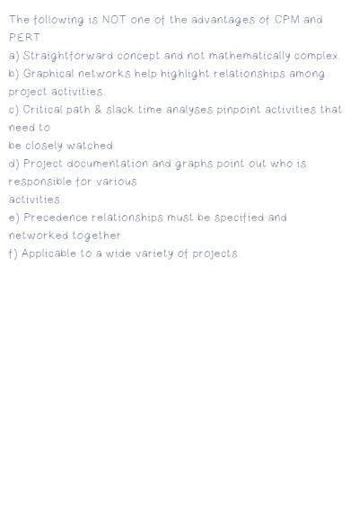 Solved The Following Is Not One Of The Advantages Of Cpm And