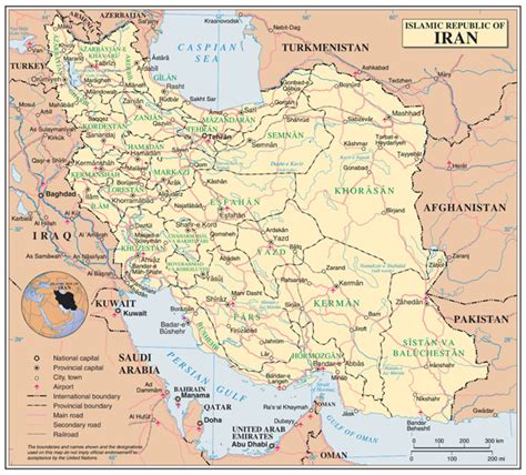 Large Detailed Political Map Of Iran With Roads Cities And Airports