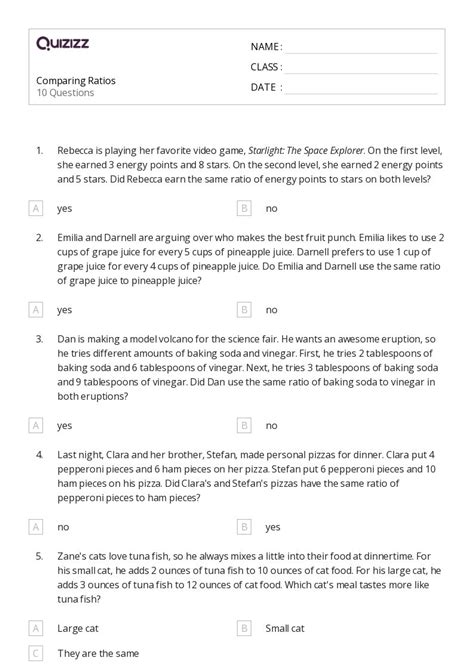 50 Comparing Amount Worksheets For 6th Class On Quizizz Free And Printable