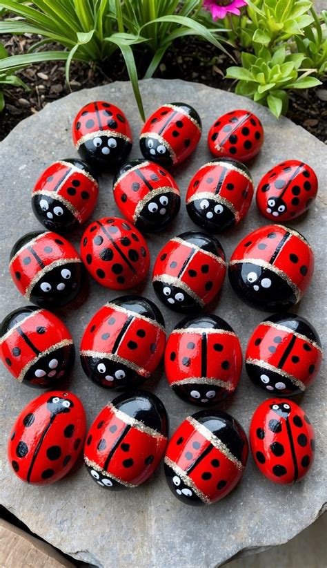 22 Adorable Ladybug Painted Rock Ideas For Garden Decor