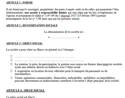 Modèle Statut Sarl 2 Associés Gratuit Des Documents