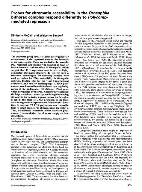 Pdf Probes Of Chromatin Accessibility In The Drosophila Bithorax