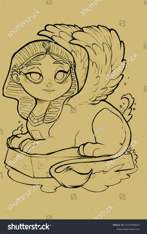 Chibi Style Illustration Mythical Sphinx Stock Illustration 2227545873