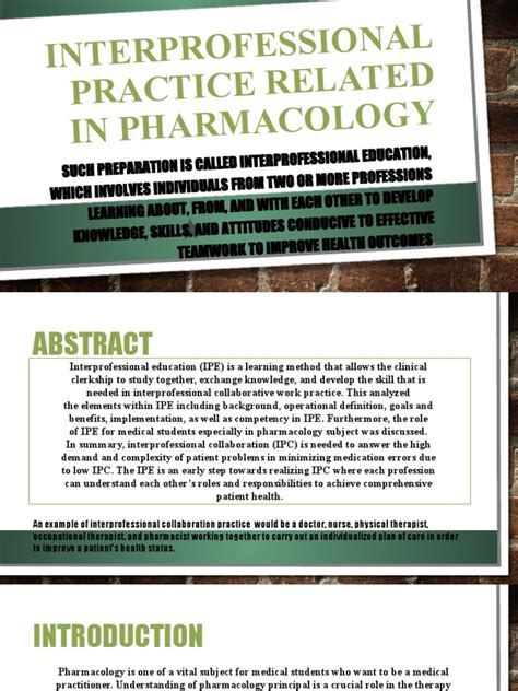 Interprofessional Practice Related In Pharmacology Pdf Pharmacy