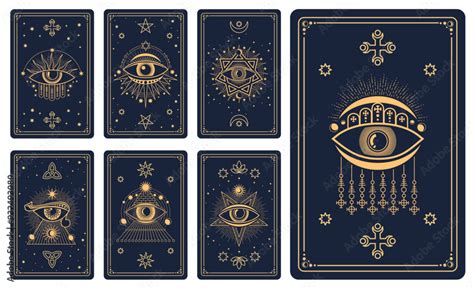 Magic Tarot Cards With Esoteric Symbols For Reverse Decks Vector