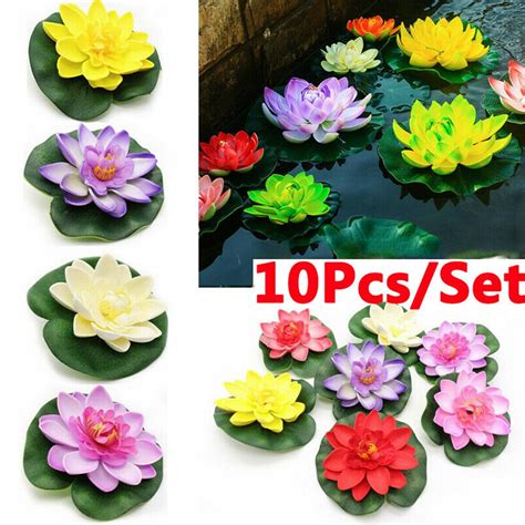 Luolandi 10pcs 10cm Artificial Lotus Fake Plant Pond Decor Artificial